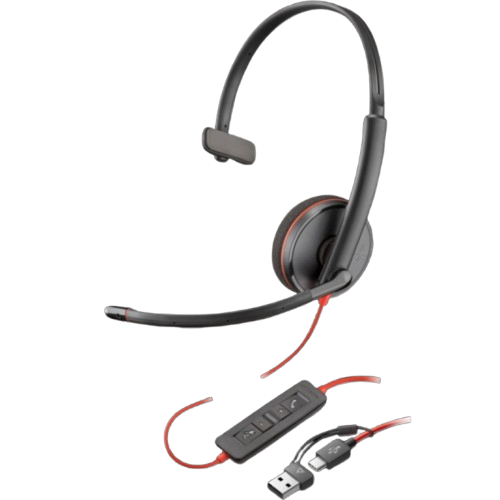 Buy Poly Blackwire 3220 Stereo USB-C Headset +USB-C/A Adapter (Bulk ...