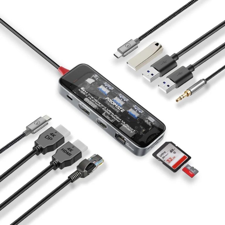 Buy Promate 11-in-1 Transparent Ultra-Fast Multiport USB-C Hub with ...